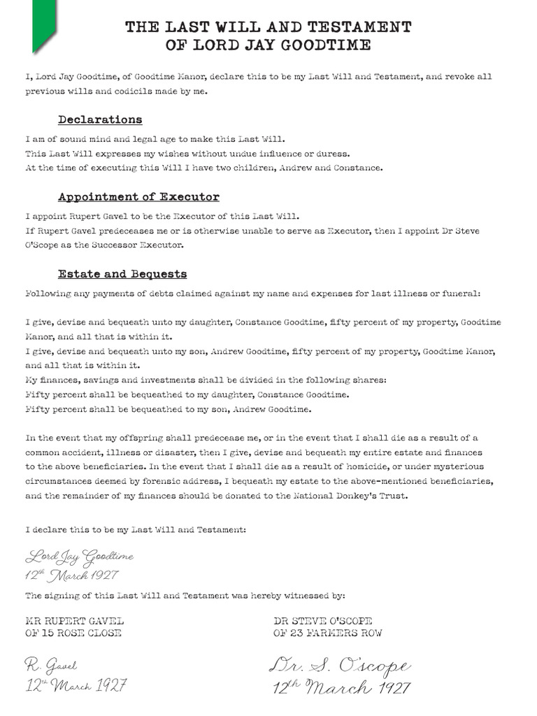 Lord Jay Goodtime's Last Will & Testament | PDF