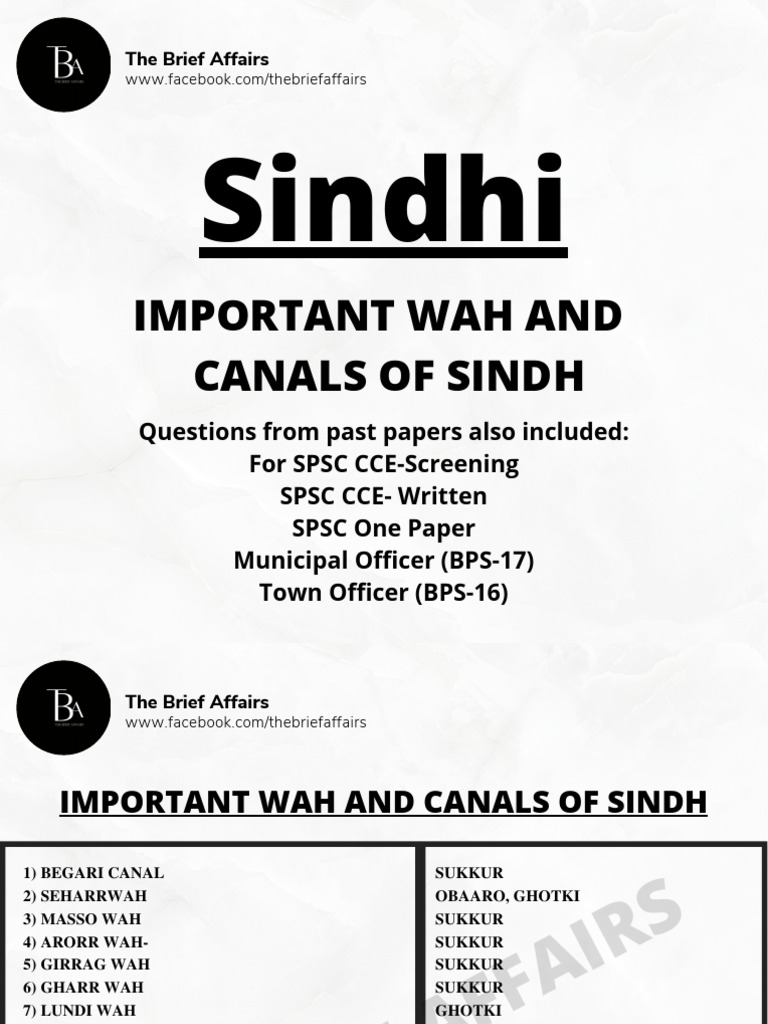Important Wah and Canals of Sindh - TBA | PDF | Sindh