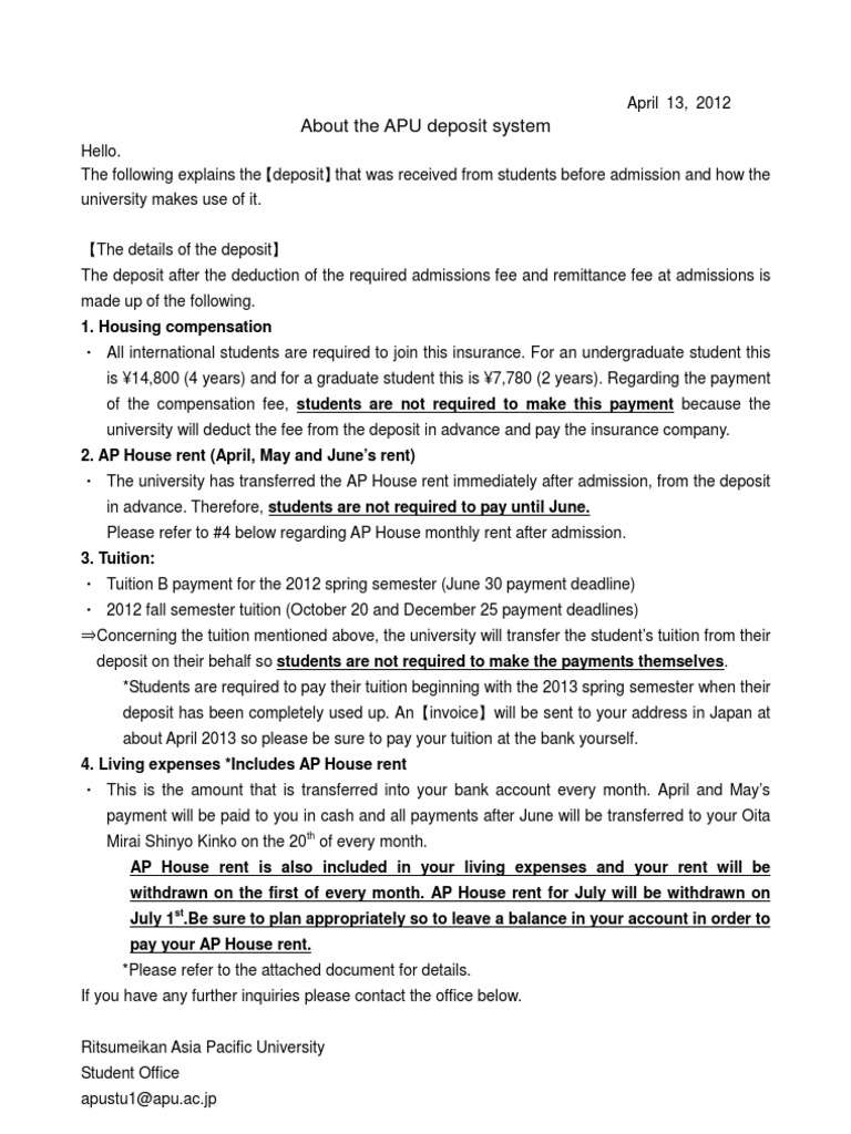 About The APU Deposit System | PDF | Career & Growth | Business