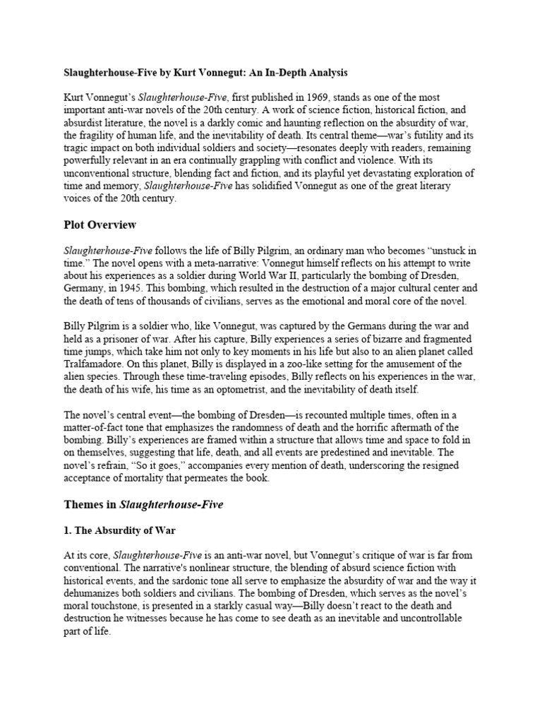 Slaughterhouse-Five by Kurt Vonnegut - An In-Depth Analysis | PDF ...