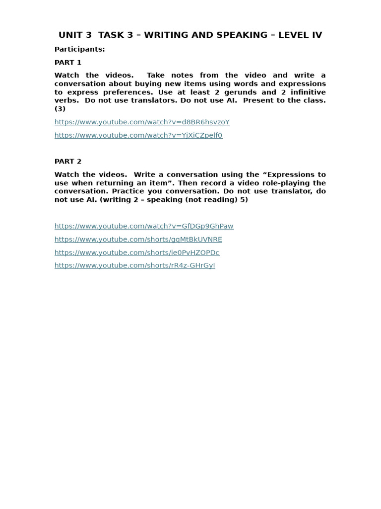 Writing and Speaking: Shopping Conversations | PDF