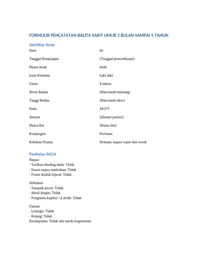 Formulir Pencatatan Balita Sakit | PDF