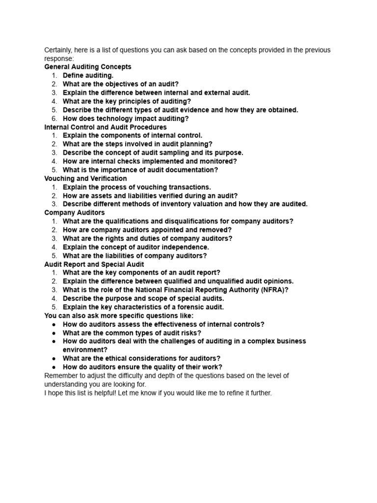 Audit Questions | PDF