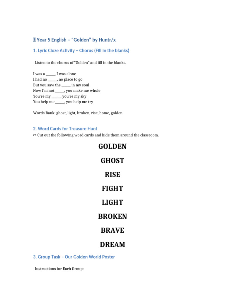 Golden Year5 Lesson Materials | PDF