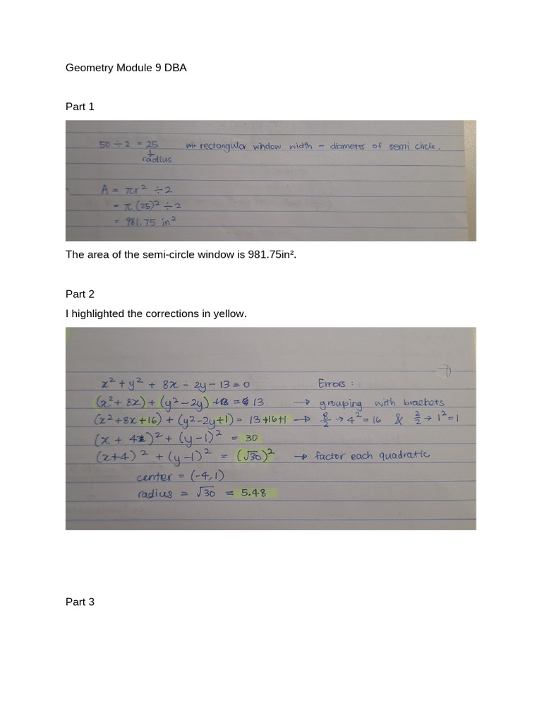 Geometry Module 9 DBA | PDF