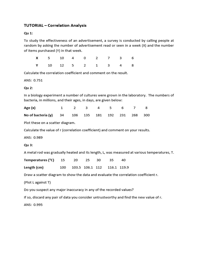 8 - TUTORIAL - Correlation Analysis | PDF