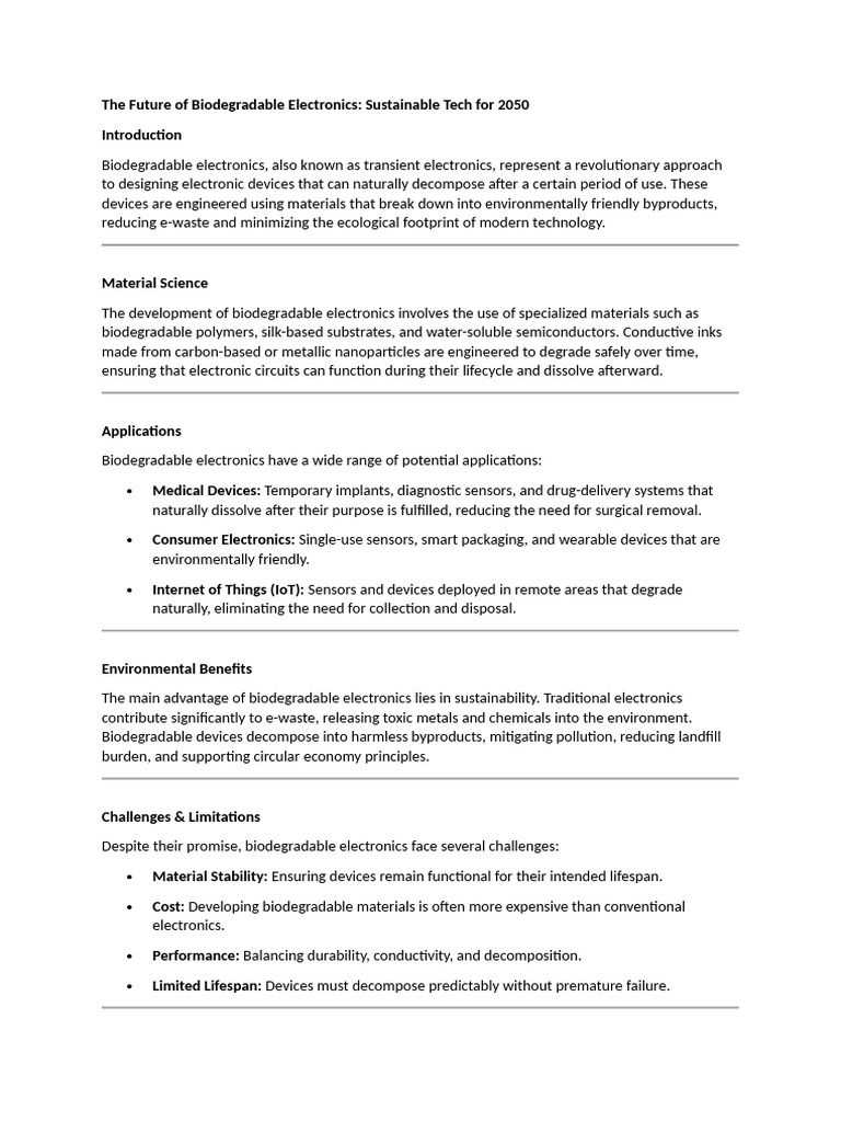 The Future of Biodegradable Electronics | PDF | Biodegradation ...