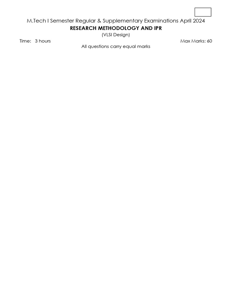 Research Methodology and IPR (VLSI D) | PDF | Intellectual Property ...