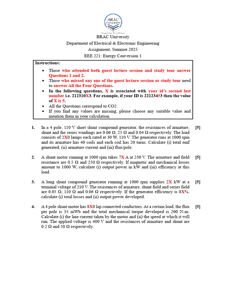 EEE 221 Assignment Summer 2025 | PDF