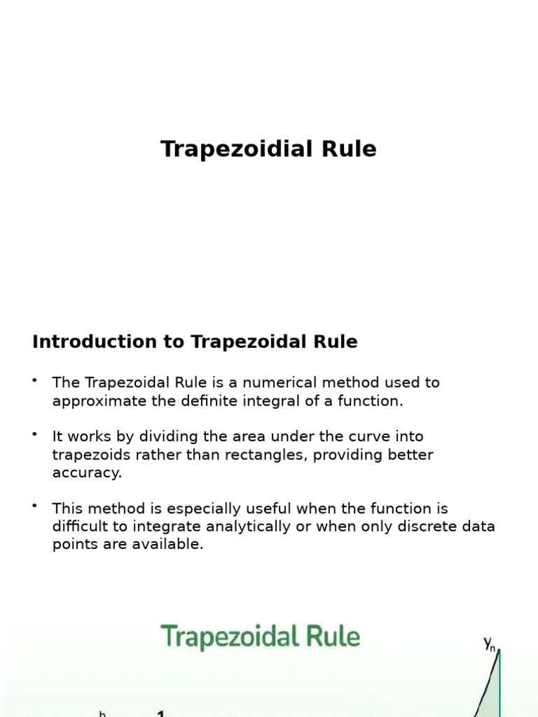 Trapezoidal Rule for Numerical Integration | PDF