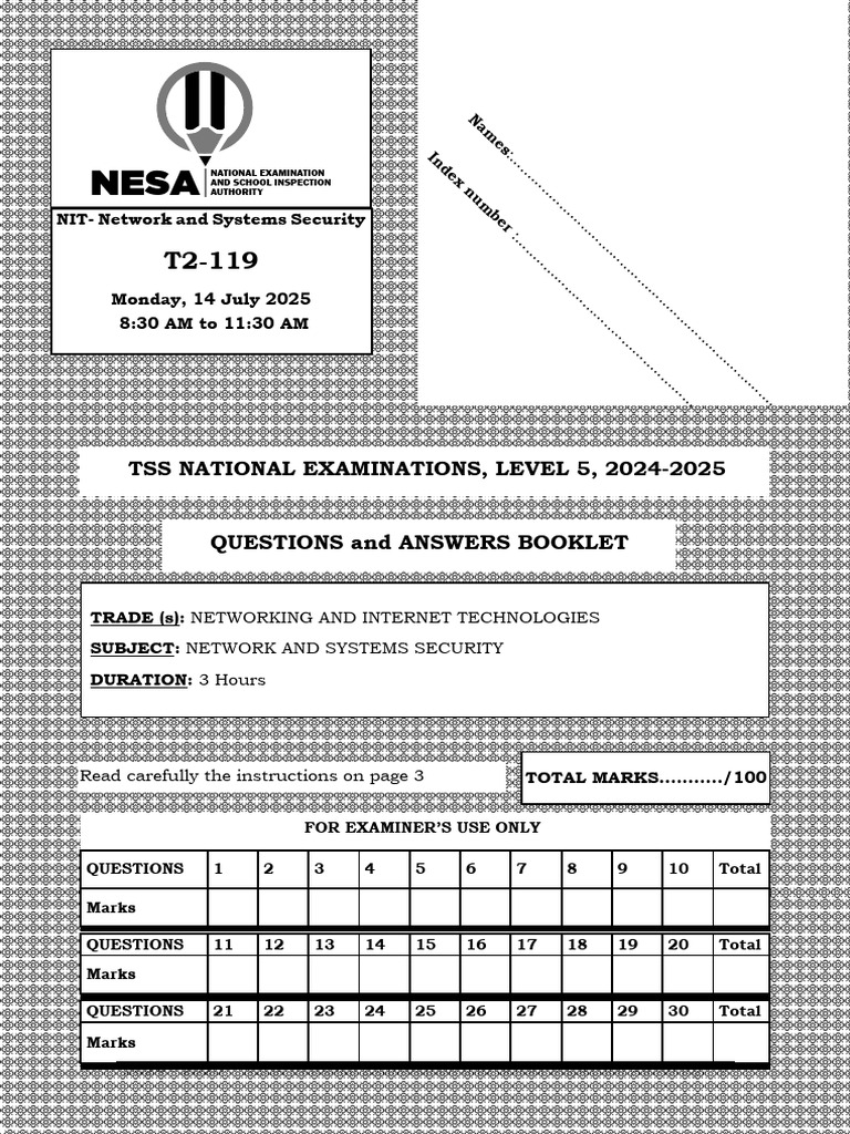 NESA 2024-2025 Network Security Exam Guide | PDF | Information Security ...