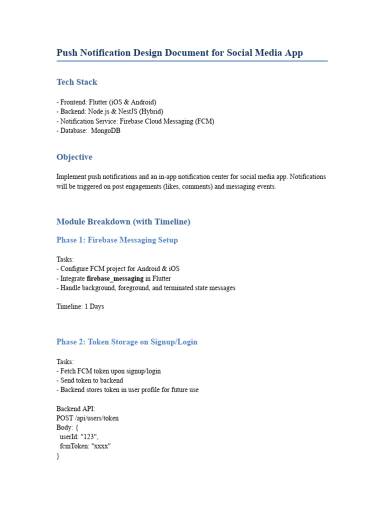 Push Notification Design Document | PDF | Software | Computing