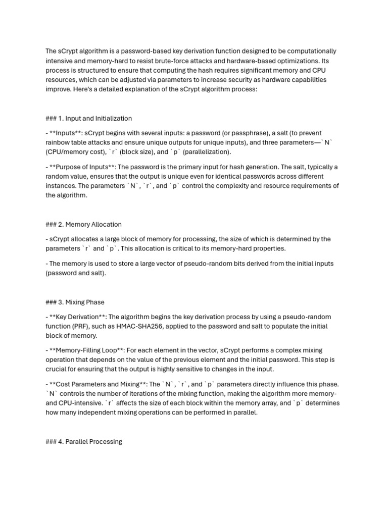 Overview of the sCrypt Algorithm | PDF | Parallel Computing | Password
