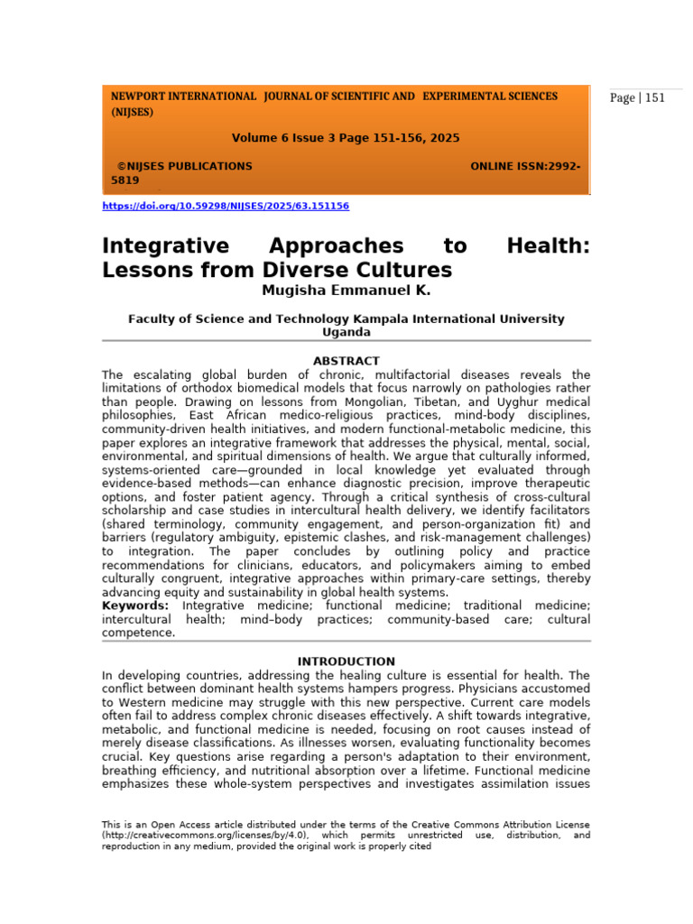 Integrative Approaches To Health: Lessons From Diverse Cultures (WWW ...