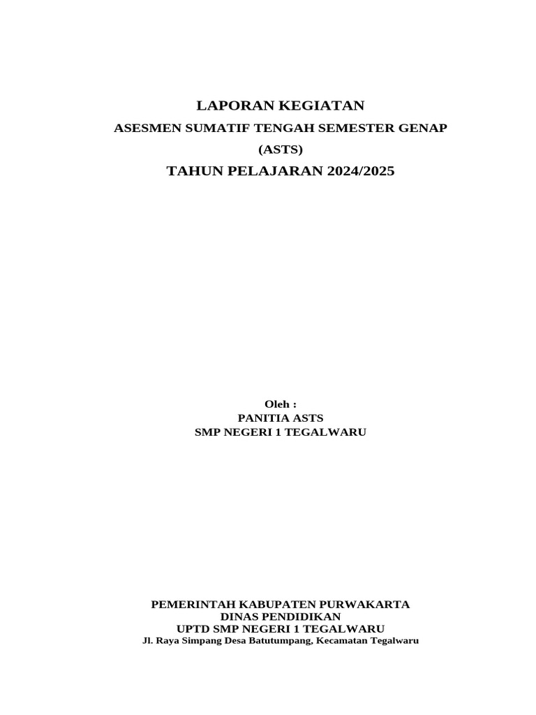 Laporan ASTS SMP Negeri 1 Tegalwaru 2025 | PDF