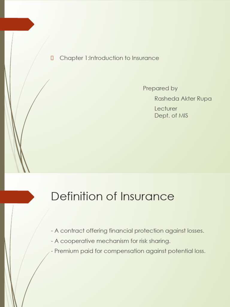 Introduction to Insurance Concepts | PDF | Insurance | Risk