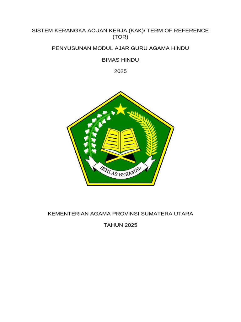 Tor Rab Penyusunan Modul Pembelajaran Agama Hindu | PDF