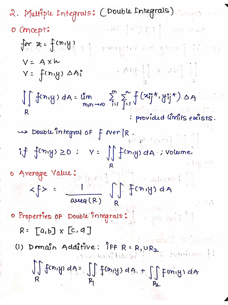 Double Integrals Pdf