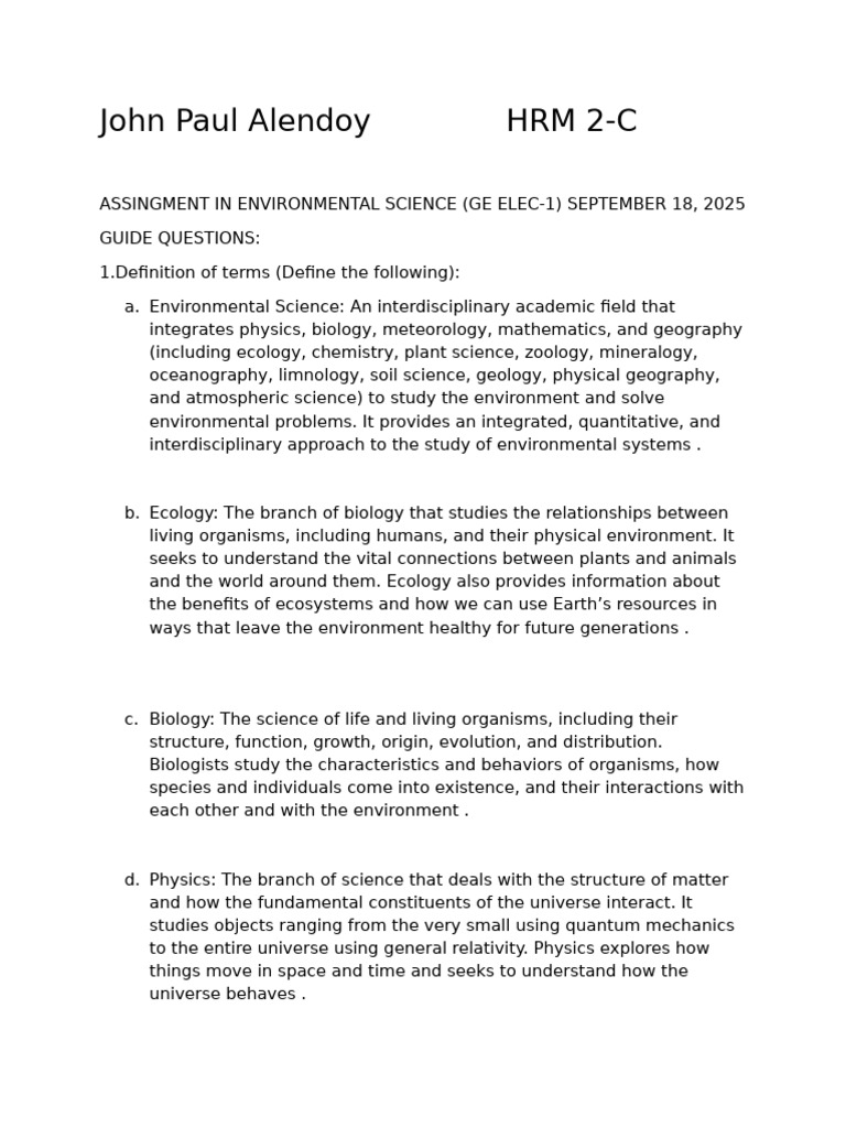Definition of Terms | PDF | Environmental Science | Earth Sciences