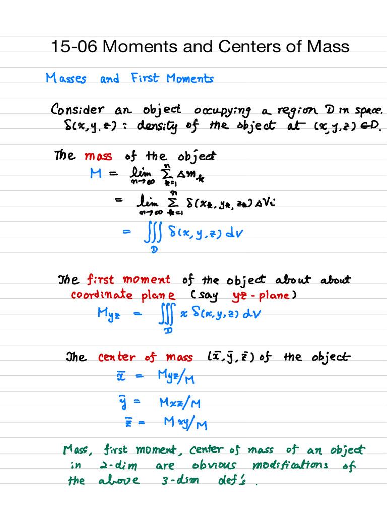 Moments and Centers of Mass Explained | PDF | Mass | Physical Quantities