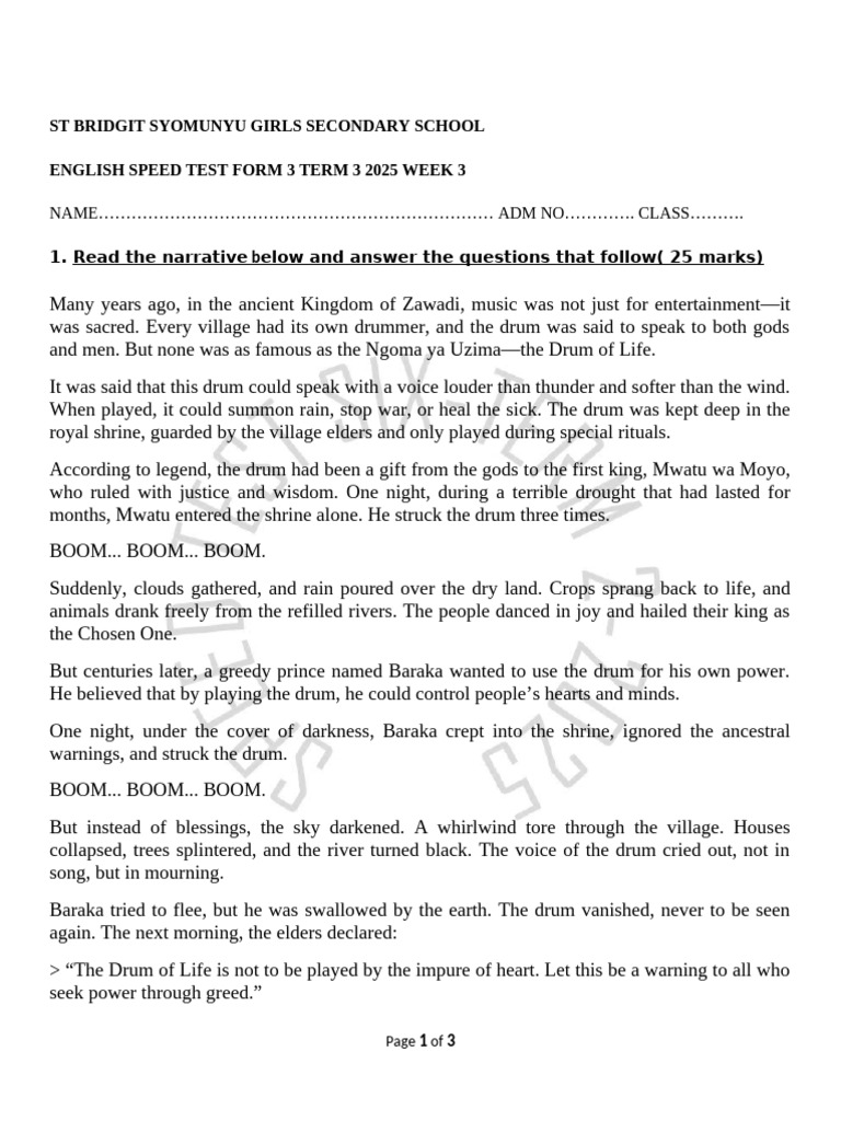 Speed Test 6 101 English Pp2 Qs 1 | PDF