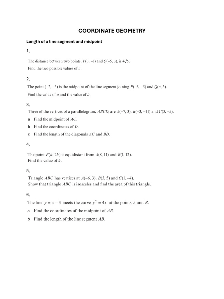 Coordinate Geometry 1 | PDF