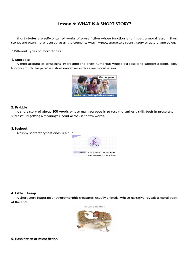 Week 6 Types of Short Stories | PDF