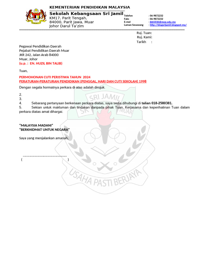 Template Surat Rasmi Smiles | PDF