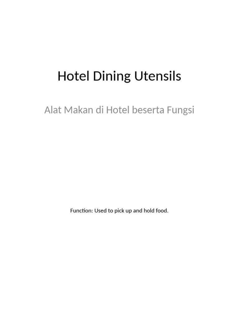 Hotel Dining Utensils | PDF