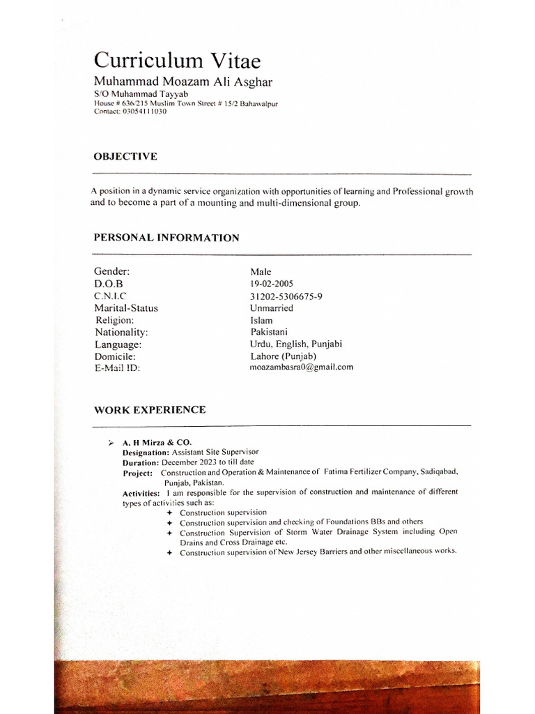 Moazam CV | PDF