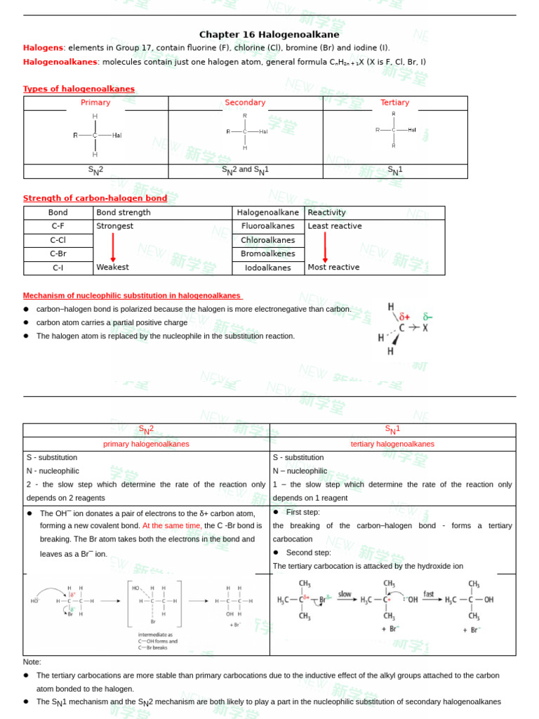 Halogenoalkanes: Types and Reactions | PDF | Chemical Bond ...