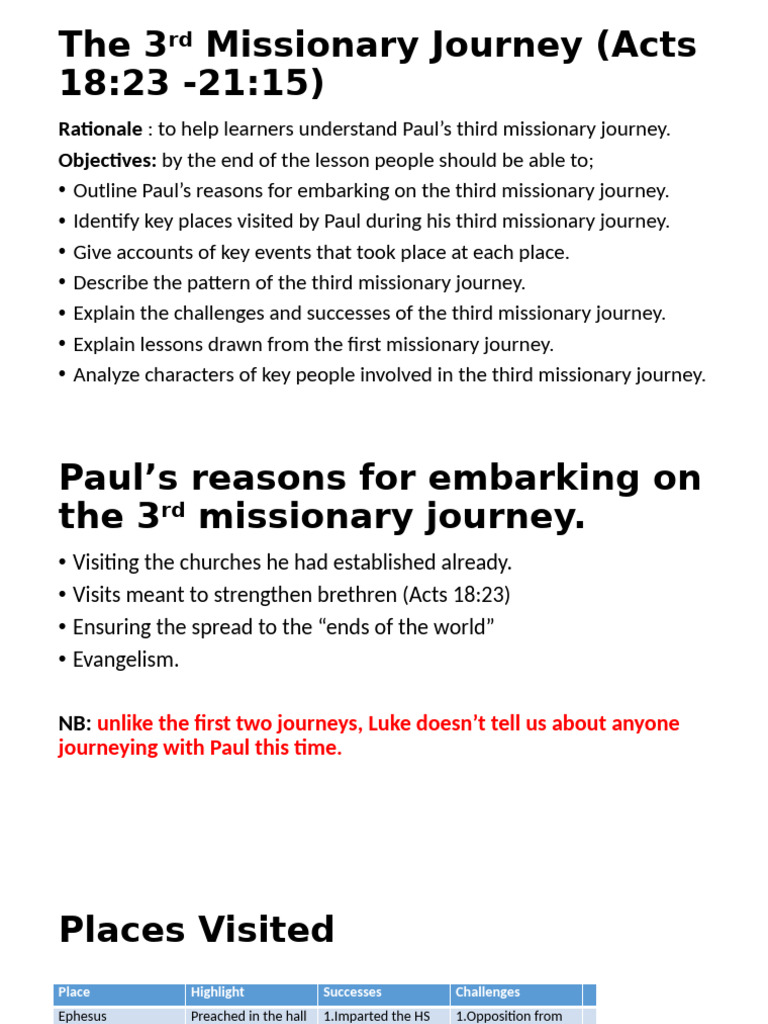 Paul's Third Missionary Journey Overview | PDF | Paul The Apostle ...