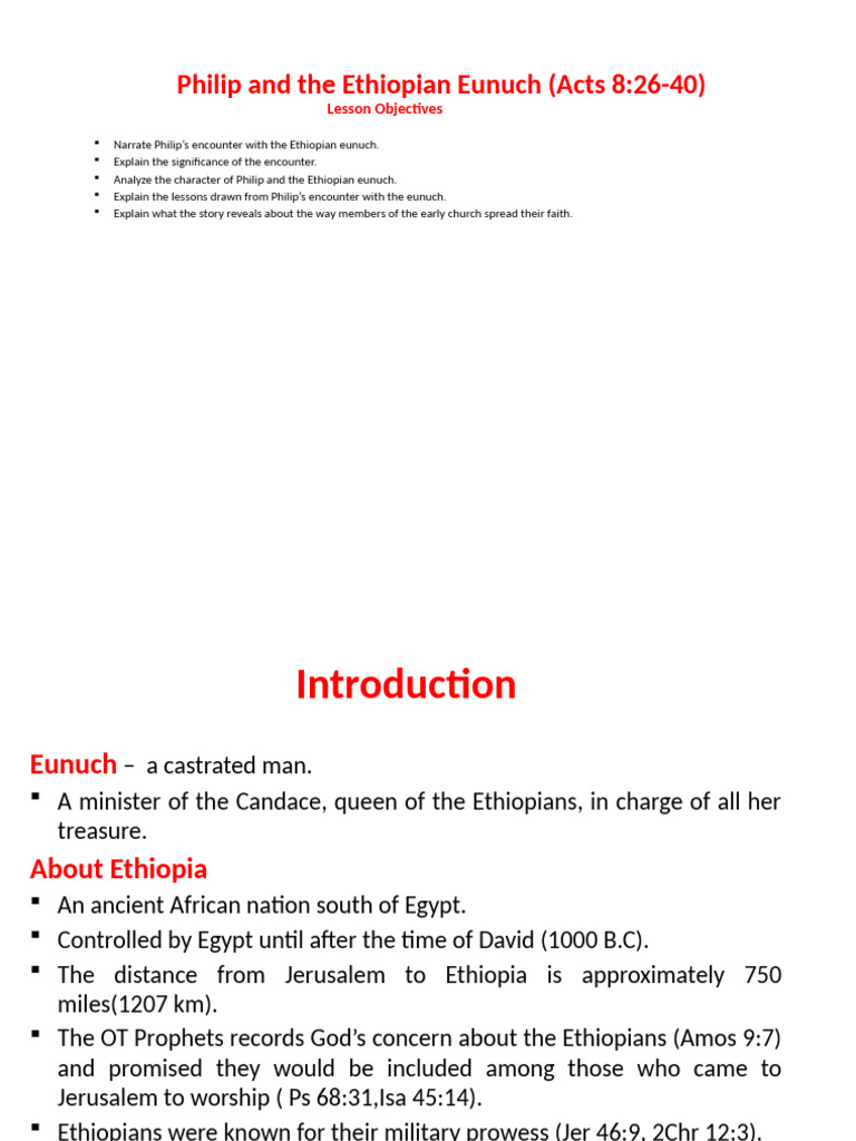 Acts 8 - Philip and The Ethiopian Eunuch | PDF | Baptism | Abrahamic ...