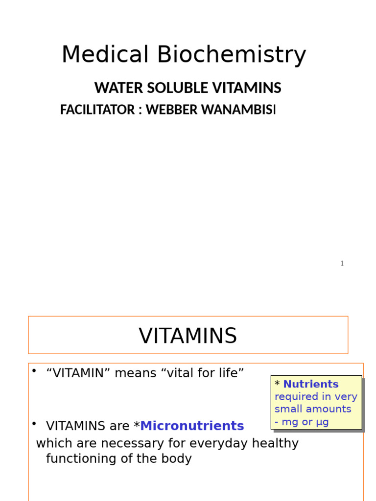 Water Soluble Vitamins | PDF | Vitamin B12 | Vitamin