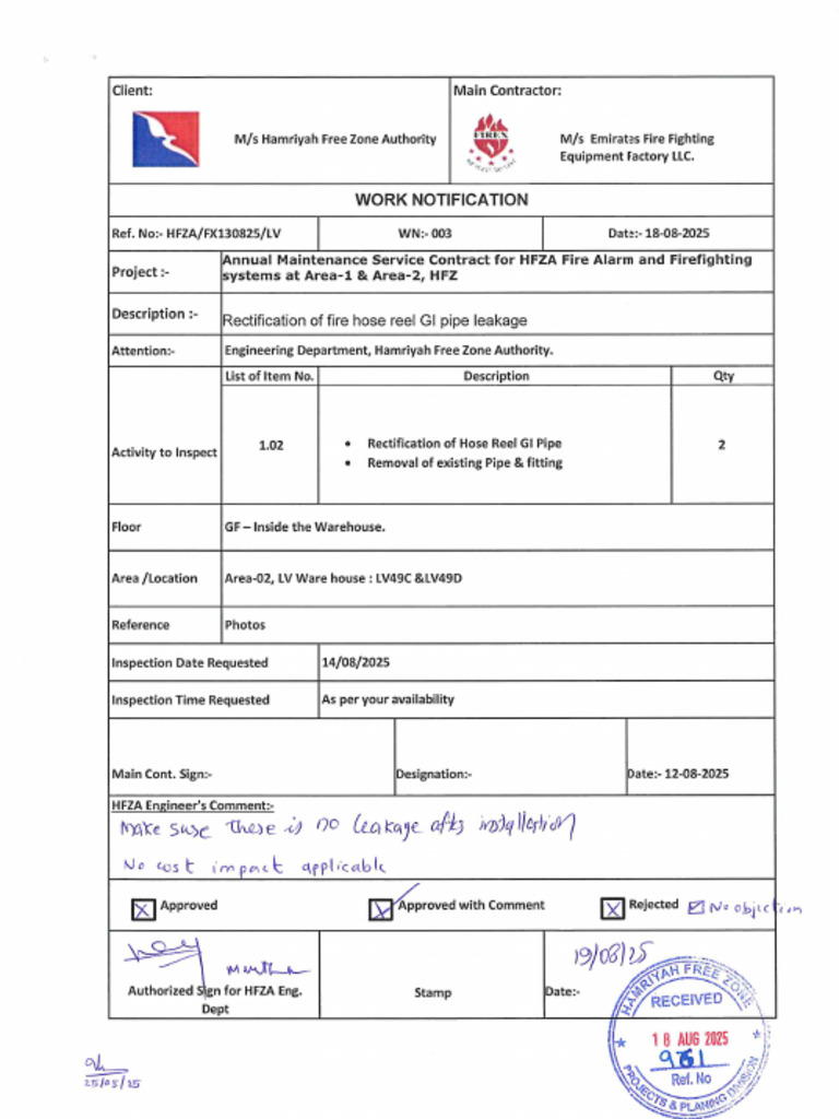 Work Notification - 25-08-2025 | PDF
