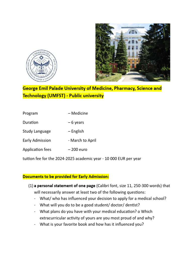 George Emil Palade University of Medicine | PDF