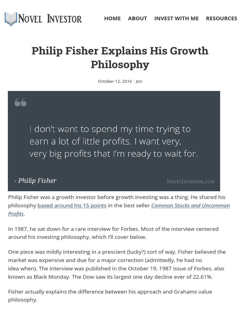 Philip Fisher's Growth Investment Insights | PDF | Investing | Stocks