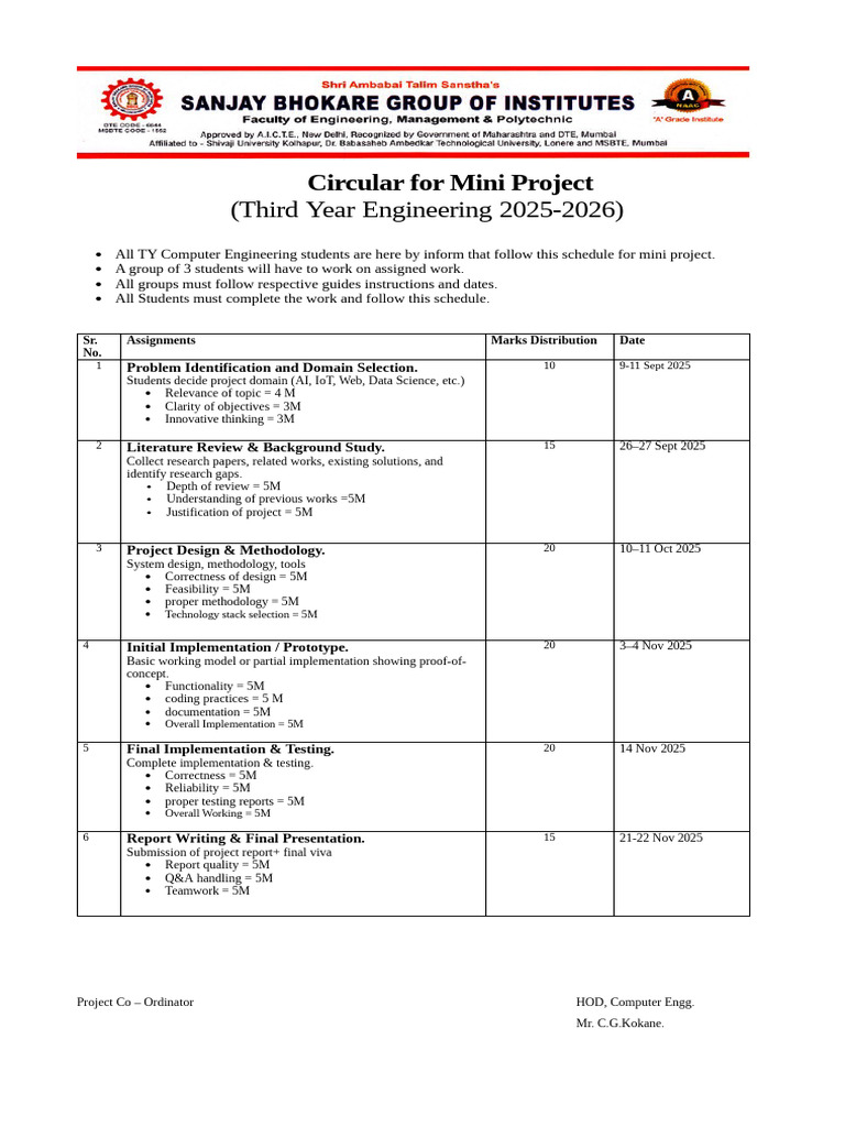 Mini Project Guidelines for TY Computer Engg | PDF | Science | Computing