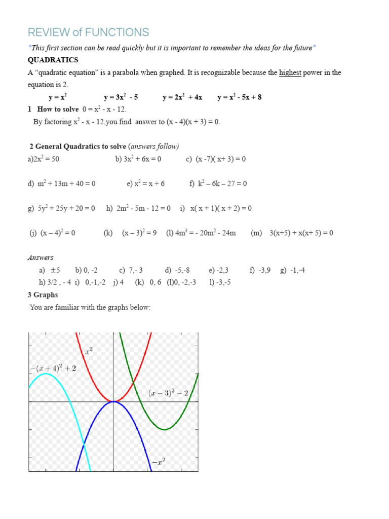 A A Intro To Functions Packet | PDF | Function (Mathematics) | Variable (Mathematics)