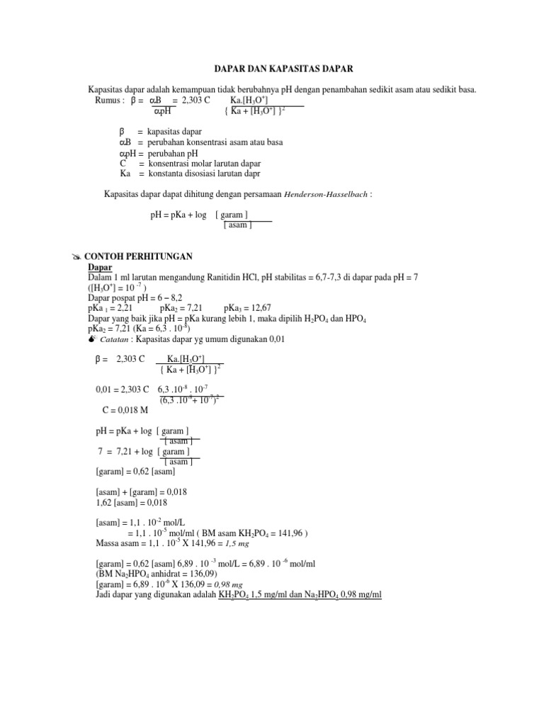 Dapar Dan Kapasitas Dapar | PDF
