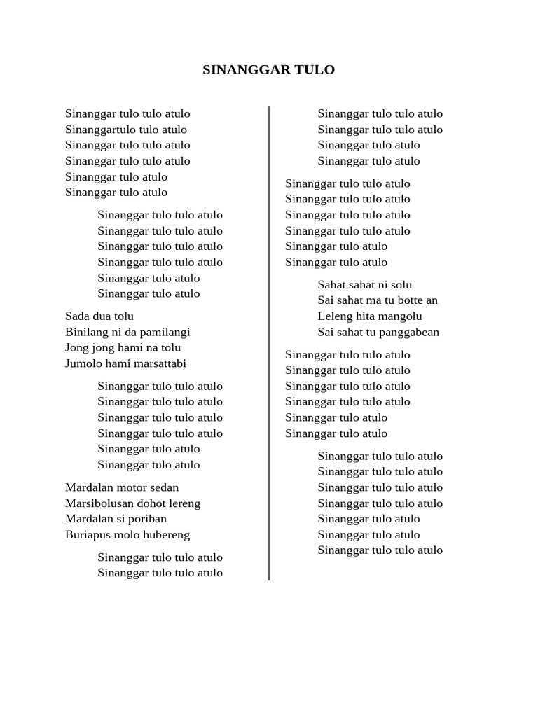 Sinanggar Tulo | PDF