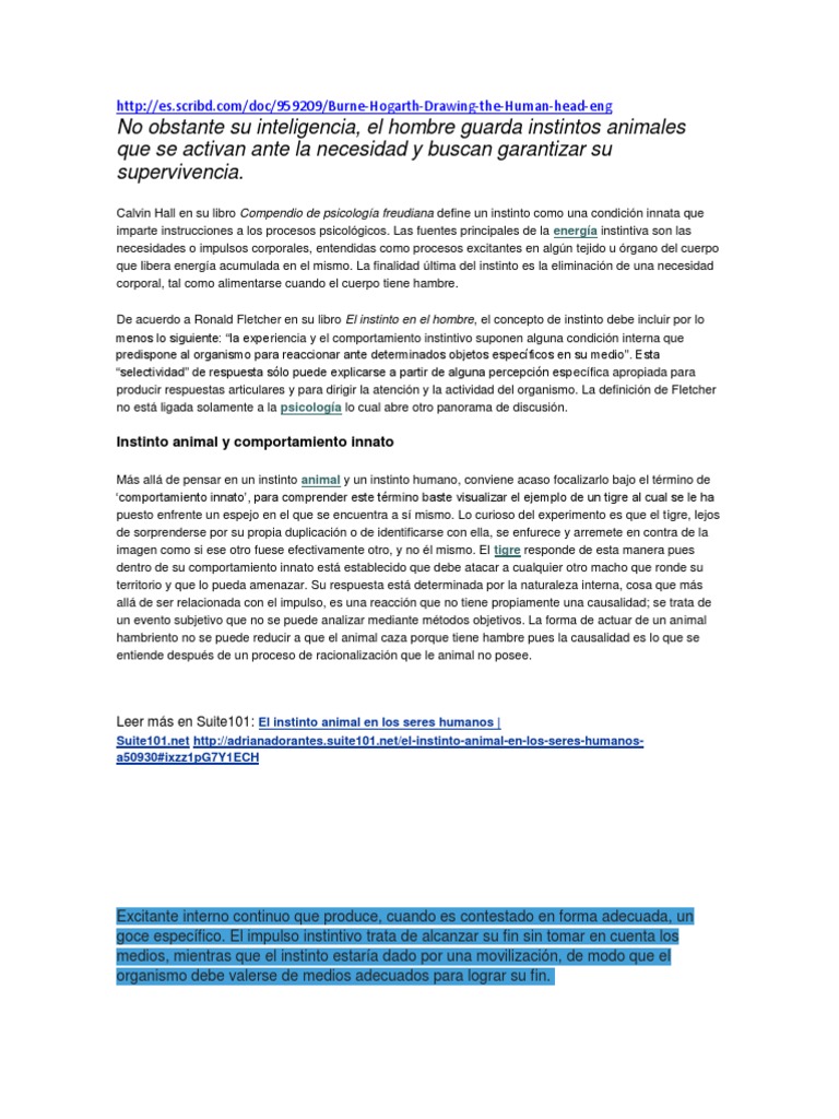Instintos Humanos y Comportamiento Innato | PDF | Instinto | Comportamiento