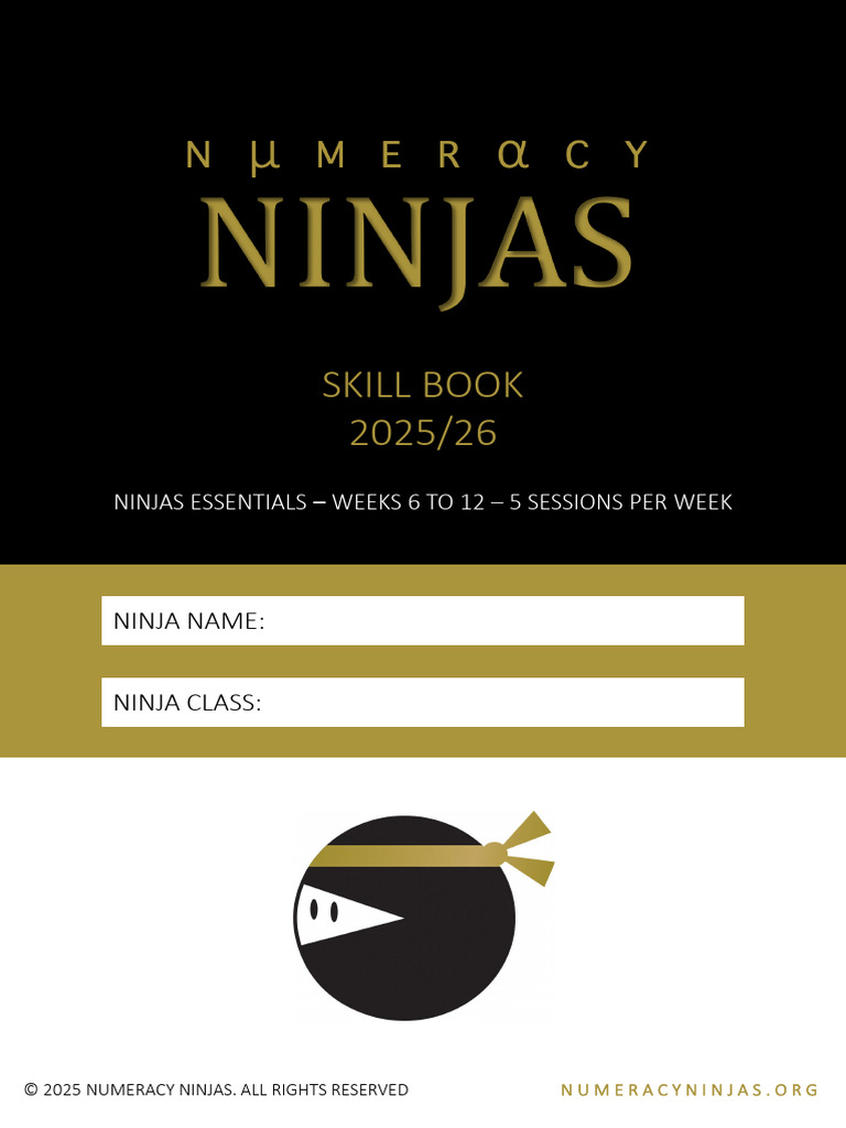Numeracy Ninjas Ninjas Essentials Skill Book Weeks 6 To 12 2025 26 v1 5 ...