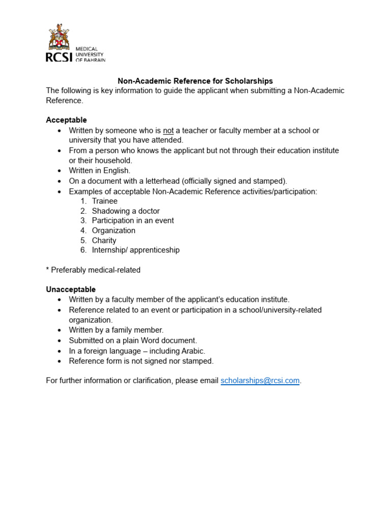Non-Academic Reference Key Information | PDF