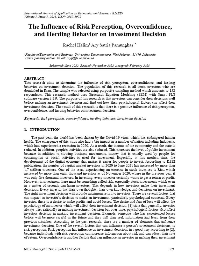Investment Decisions: Risk, Overconfidence, Herding | PDF | Investing ...