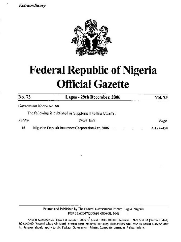 NDIC Act 2006 | PDF
