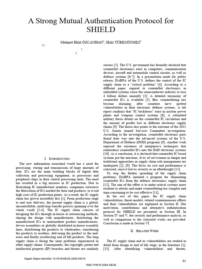 Strong Mutual Authentication for SHIELD | PDF | Encryption | Security