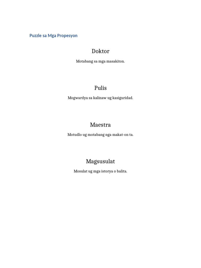 Printable Puzzle Propesyon | PDF