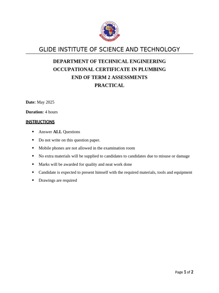 General Plumbing Works Practical | PDF