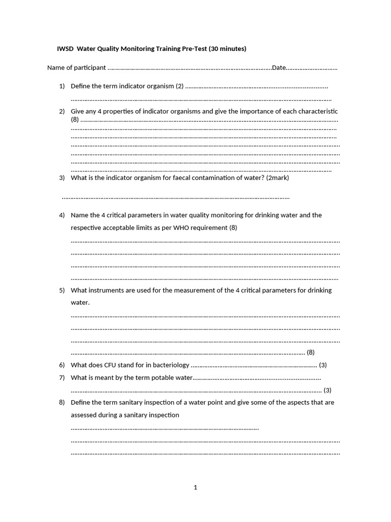 Water Quality Monitoring Test | PDF | Pollution | Fresh Water